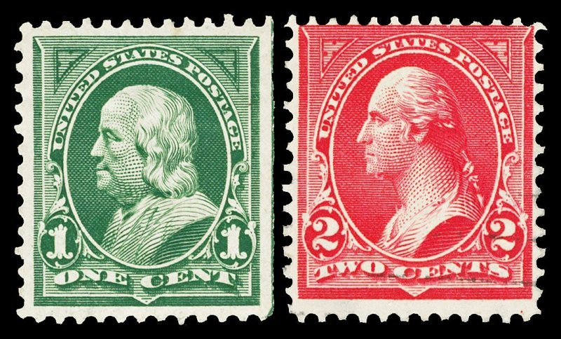 Scott 279, 279B 1c-2c New Colors Bureau Issues Mint OG HR and Used ...