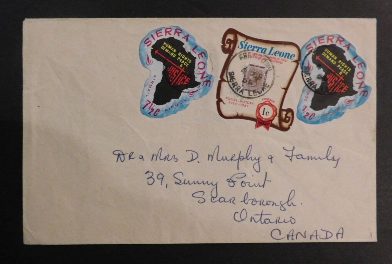 1966 Sierra Leone Foil Stamp Cover Freetown to Scarborough Ontario ...