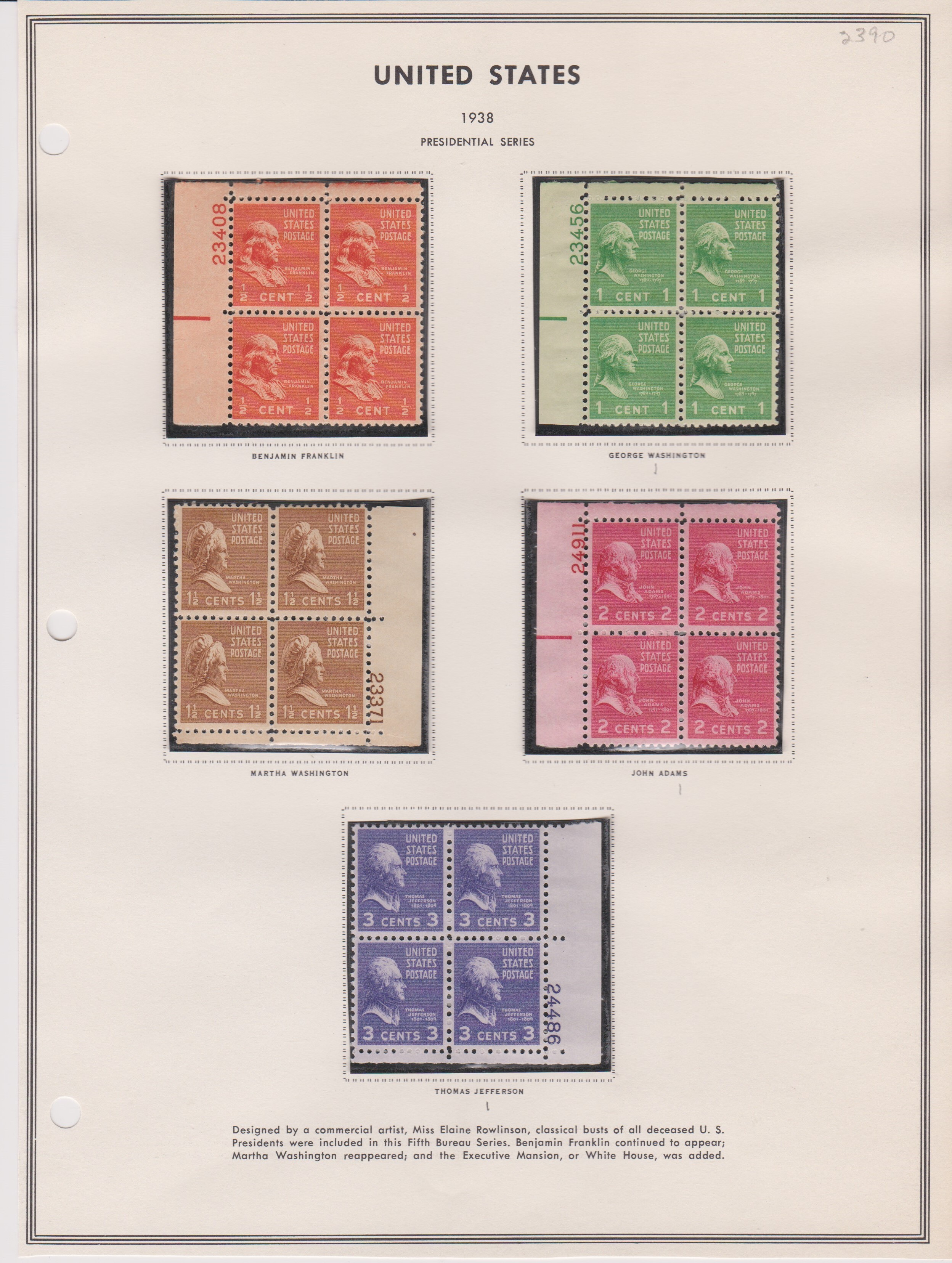 Great American Postage Stamps #803,804.805,806,807 Plate Blocks ...