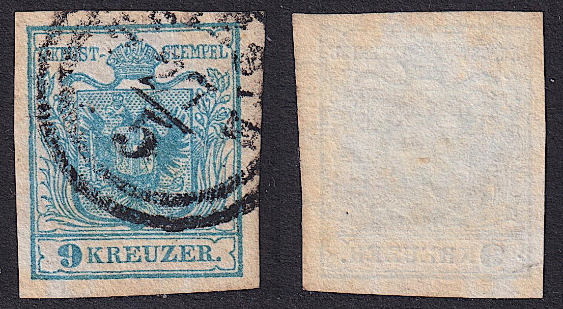 Austria - 1850 - Scott #5 - used - Type I - TRIESTE 2-ring pmk Italy ...