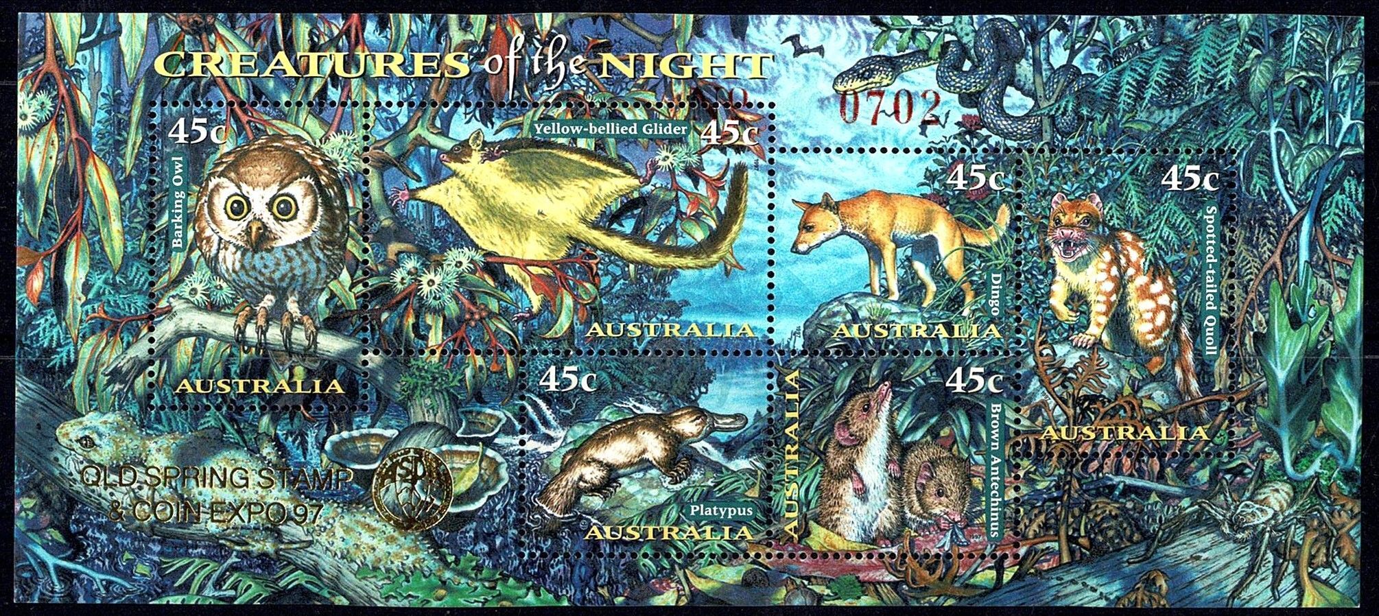 Australia 1997 Creatures of the Night Minisheet MNH OVP QLD SPRING EXPO ...