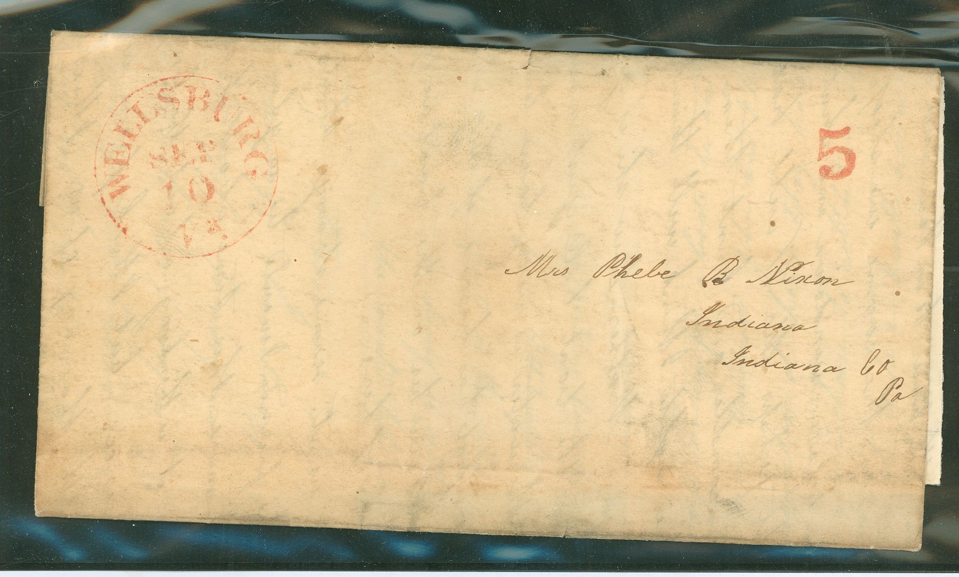 US 1860 Hand stamped postage letter 9/10/1860; Year is in enclosed ...