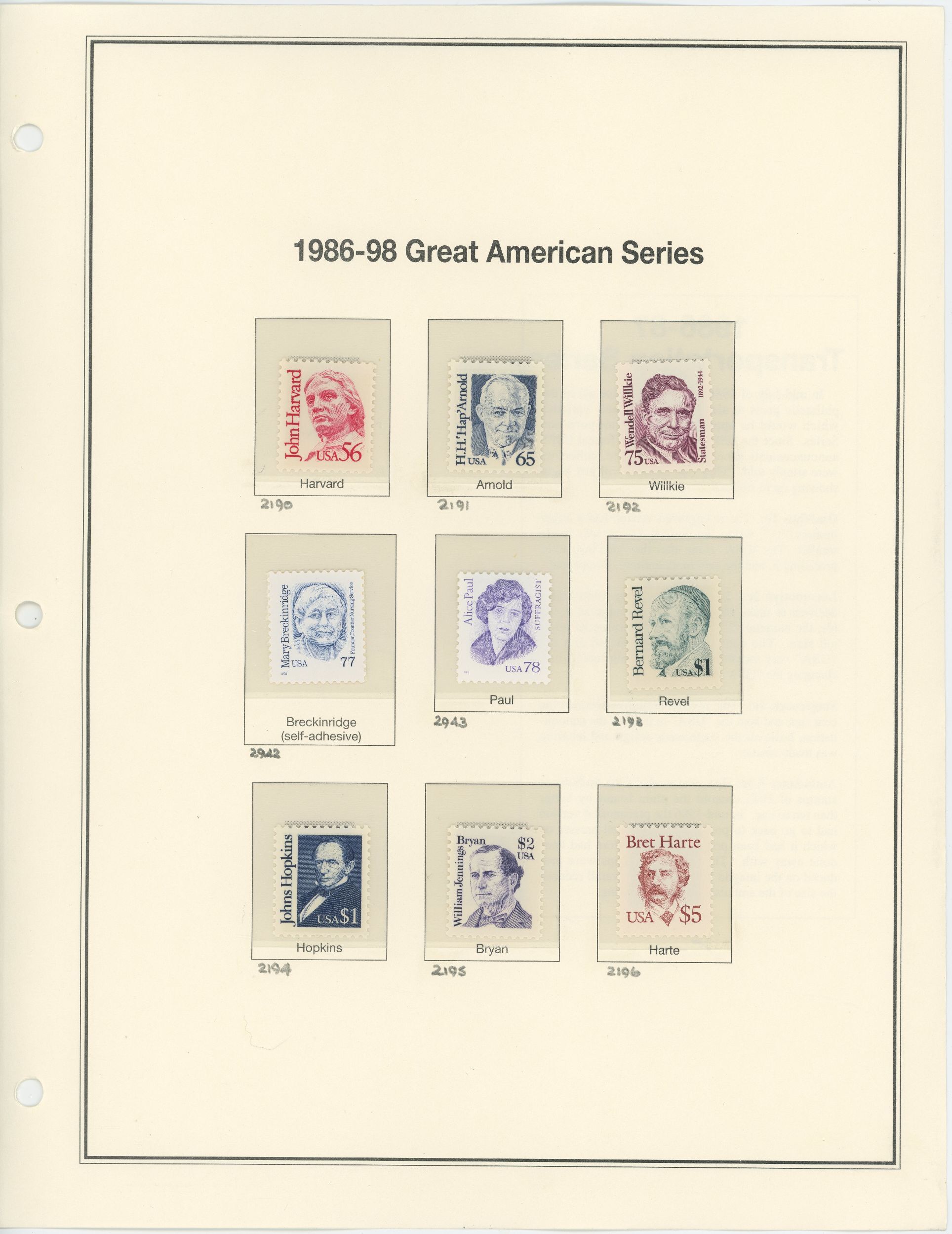 USA 2168//2943 Great Americans - Full set of 39 - Mint never hinged on ...