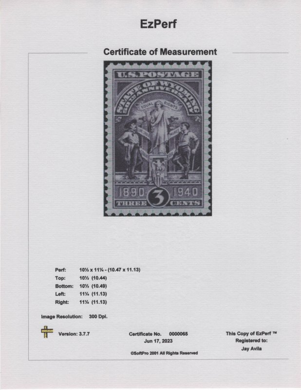 US Scott #897 MNH OG 3c "Wyoming State Seal" eGraded W/Certificate ...