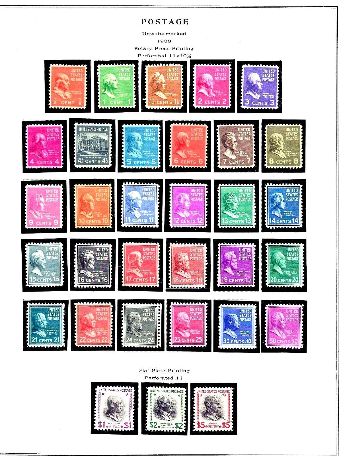 JASTAMPS: 1938 US Presidential Issue SC 803-834 Complete Set of 32 ...