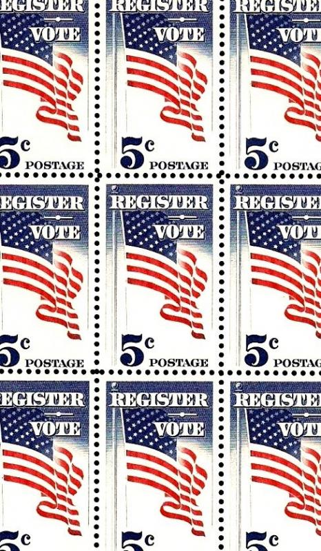 1964 - REGISTER AND VOTE - #1249 Full Mint -MNH- Sheet of 50 Postage ...