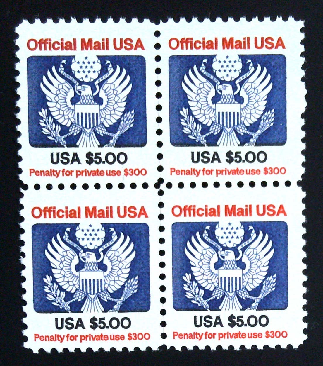 Scott #O133 - $5 Red, Blue & Black - Block of 4 - MNH - 1983 | United ...