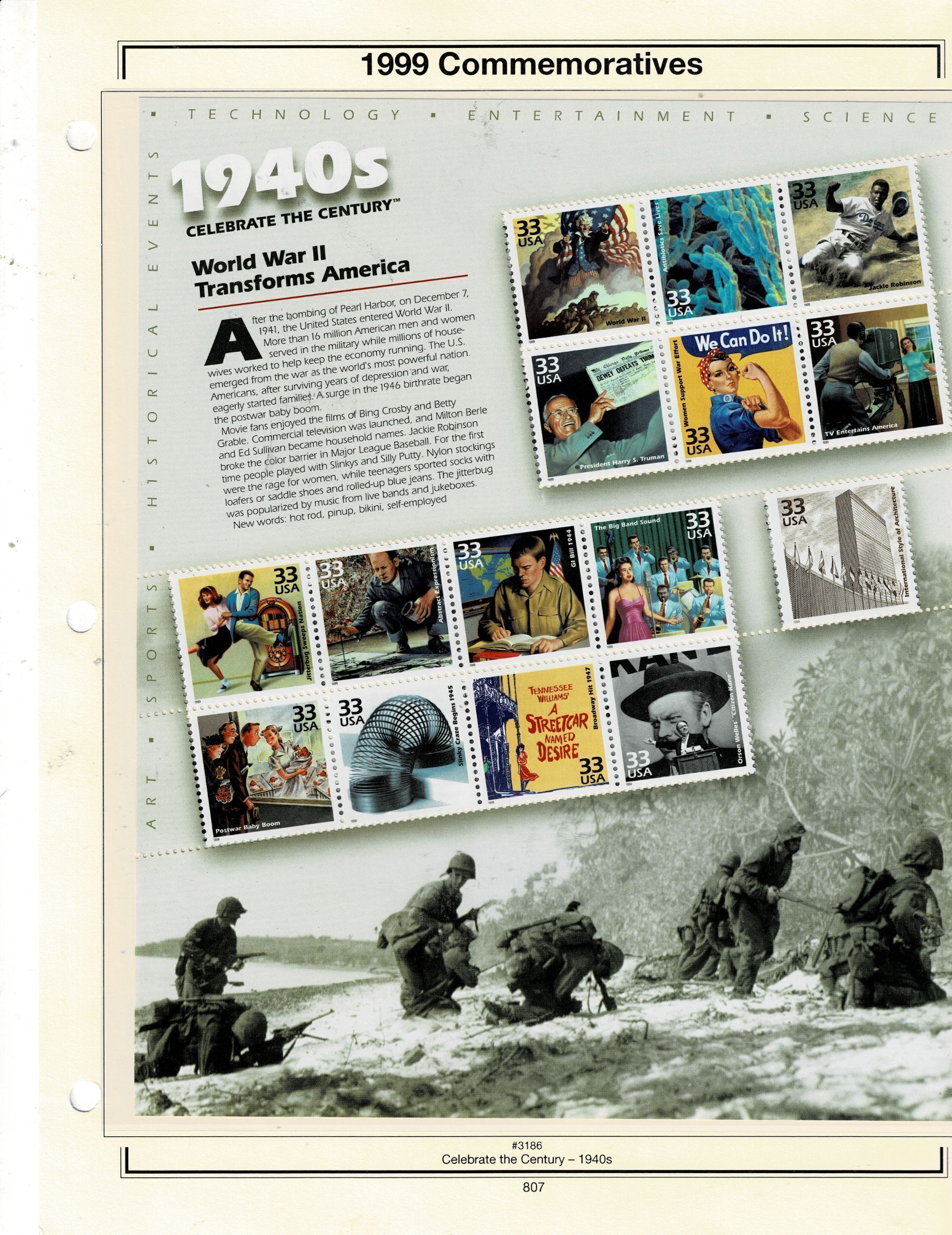 Celebrate the Century 1940s 33c US Postage Sheet #3186 VF MNH | United ...