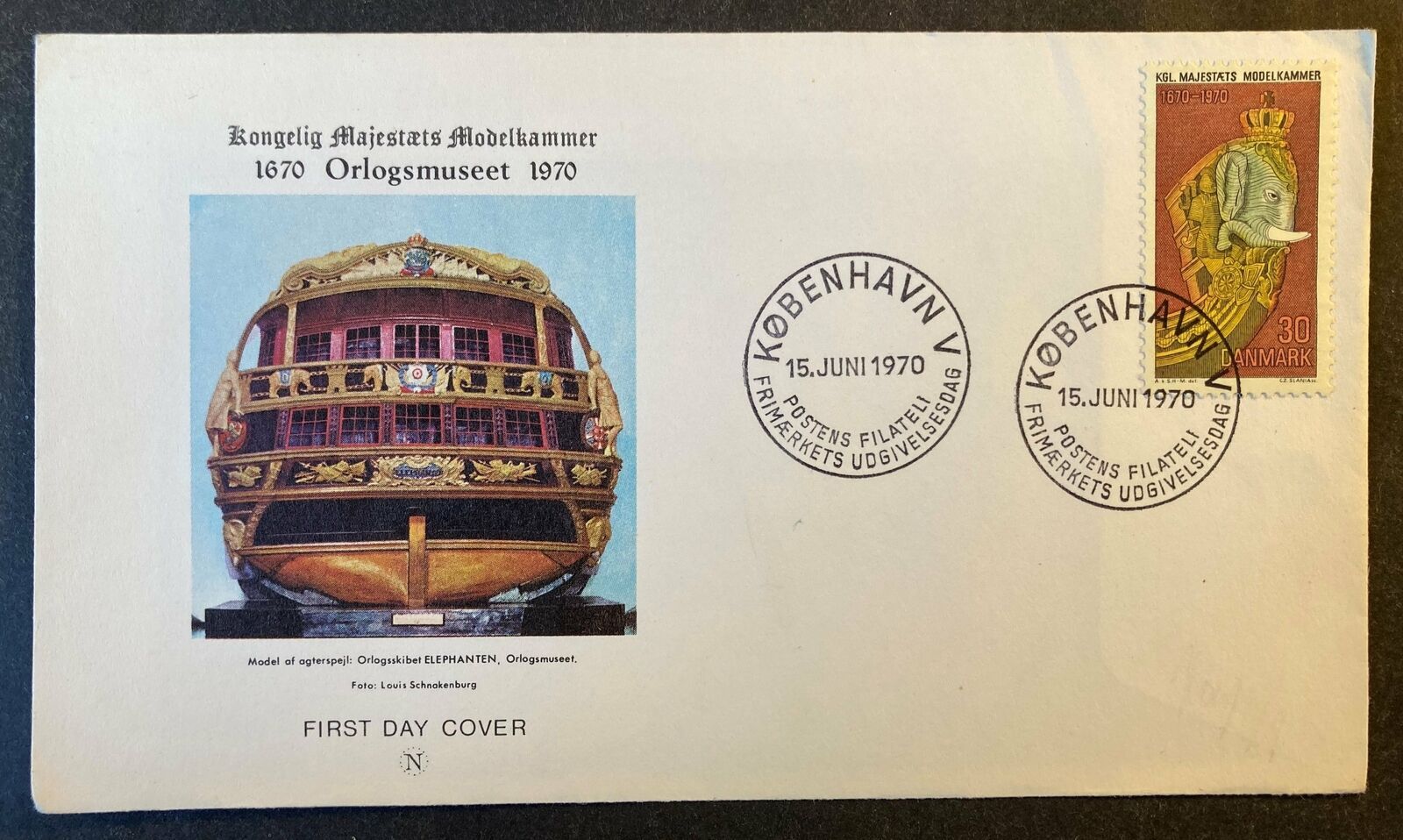 Denmark 1970 FDC naval museum Royal Majesty's Model Chamber elephants ...