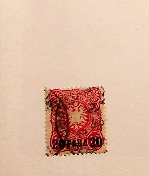 GERMAN OFFICES IN TURKEY Sc 2 USED OF 1884 - 20p ON 10pf - has thin ...