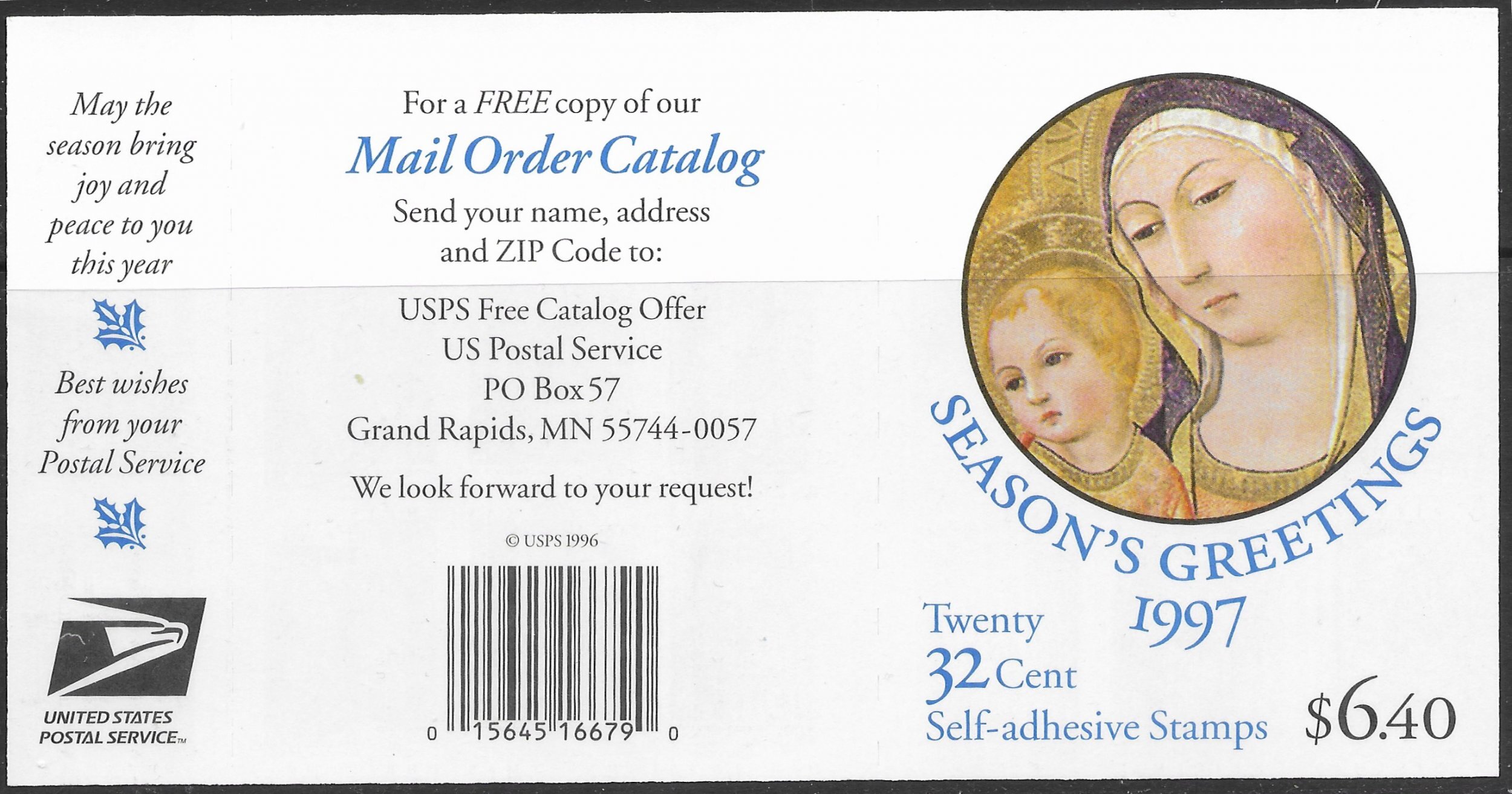 US #3176a Booklet. Christmas - Mary and Baby Jesus. Nice. | United ...