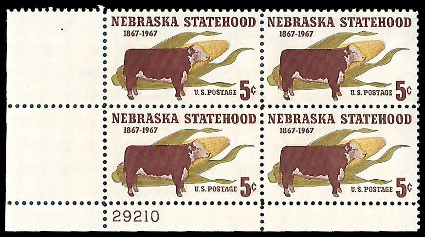 PCBstamps US #1328 PB 20c(4x5c)Nebraska Statehood, 29210, MNH, (PB-3 ...