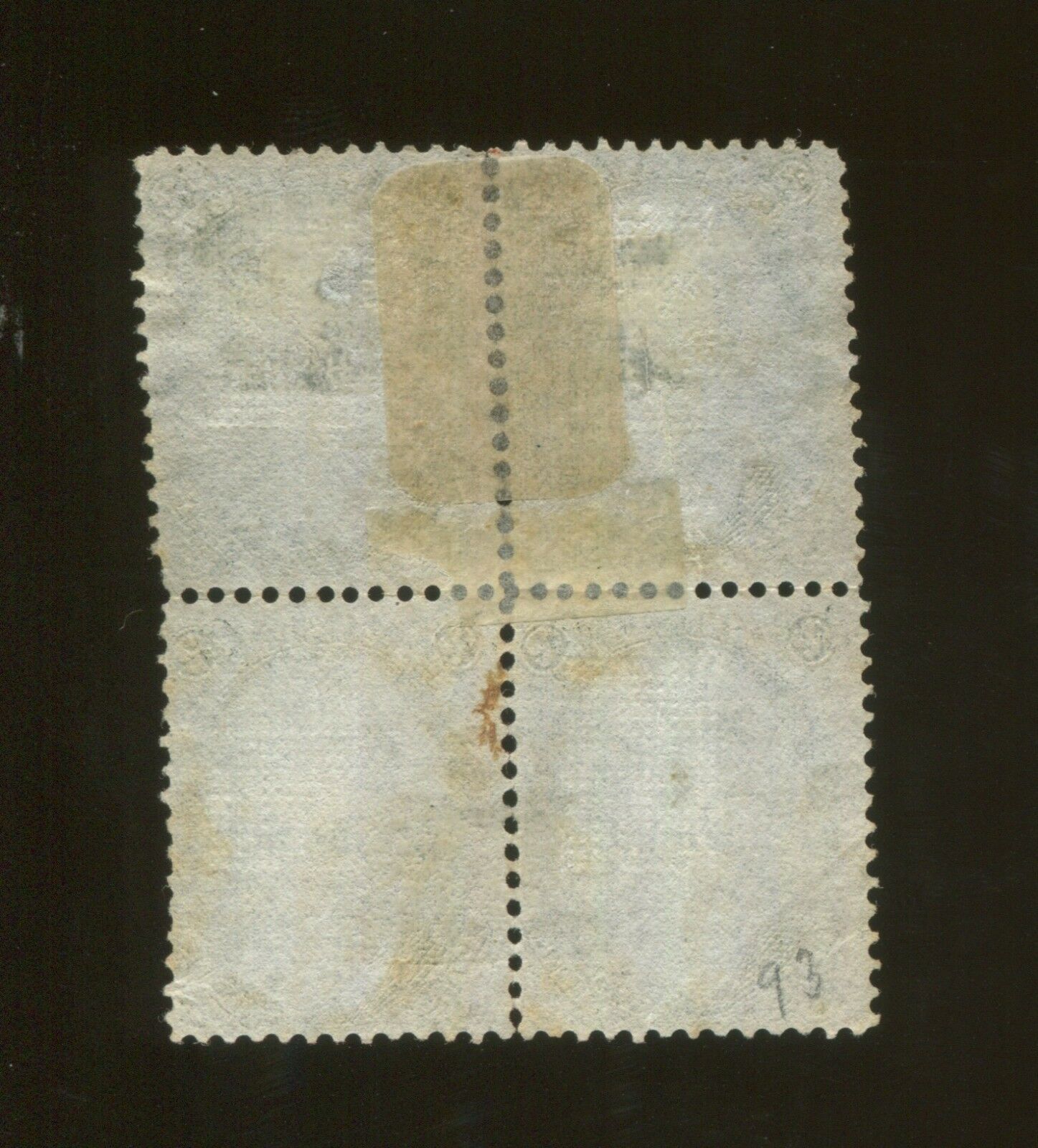 1868 US Postage Stamp #93 Block of 4 removed cancel, looks unused, cert ...