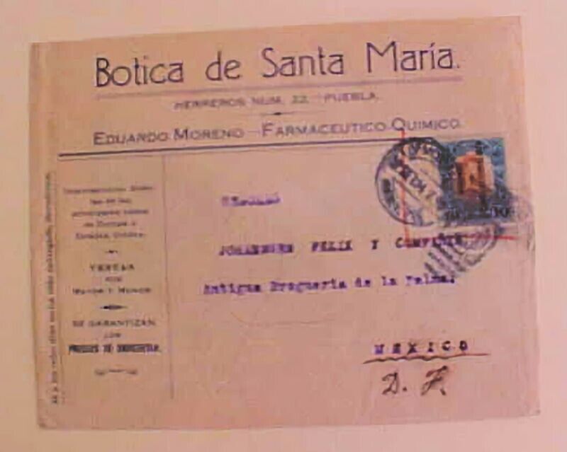 Mexico ALL Over Pictorial AD Cover Pharmacy Botica DE Santa. Maria 1914 ...