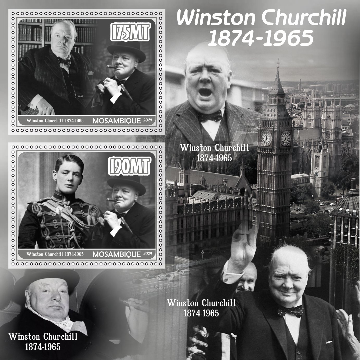 Stamps.Winston Churchill 2024 year 1+1 sheets perforated | Africa ...