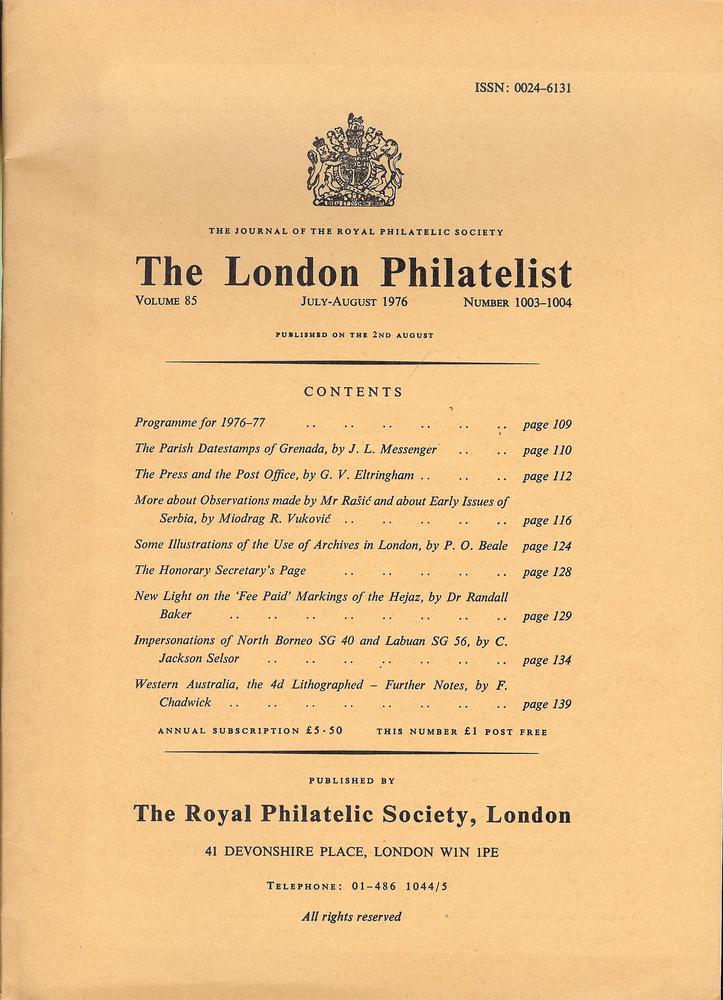 The London Philatelist: Vol. 85, Number 1003-1004, | Publications ...