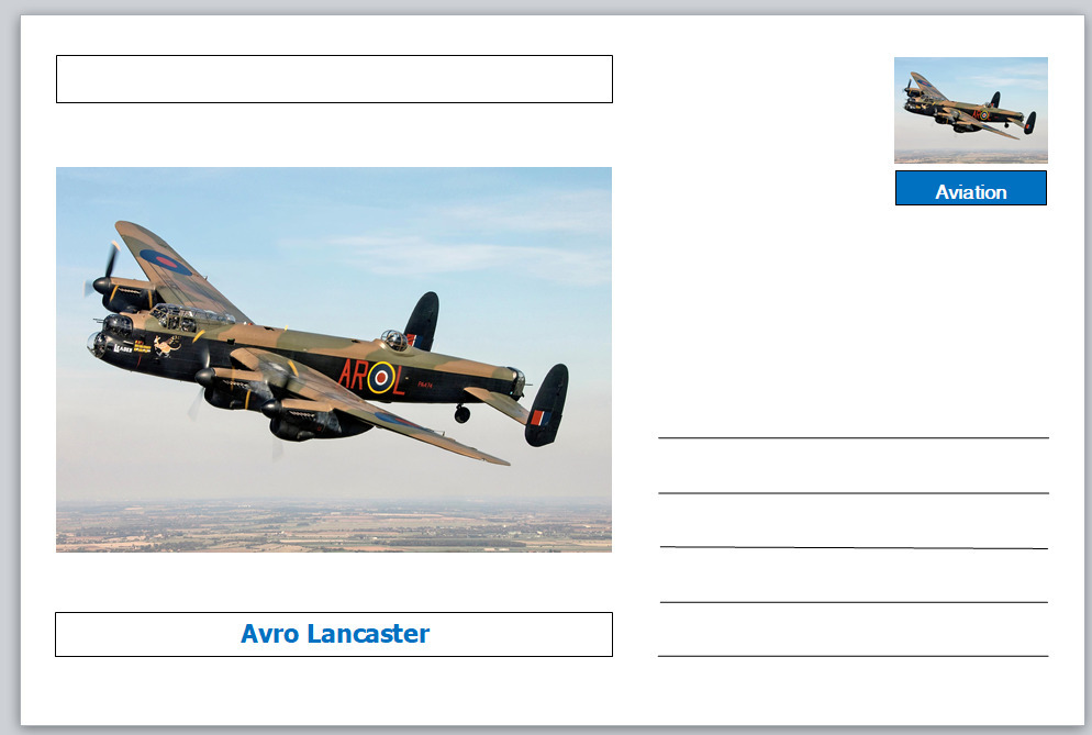 Aircraft Transport Avro Lancaster souvenir postcard mint | Great ...