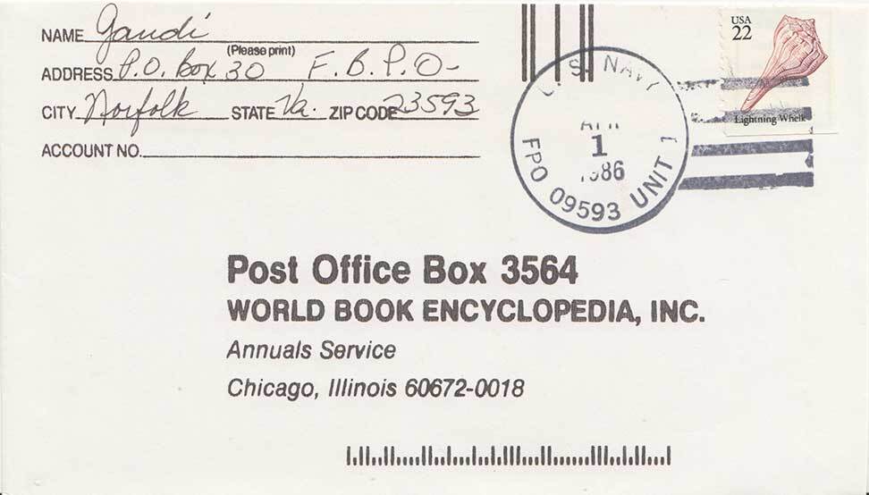 United States Fleet Post Office 22c Lightning Whelk Seashells 1986 U.S ...