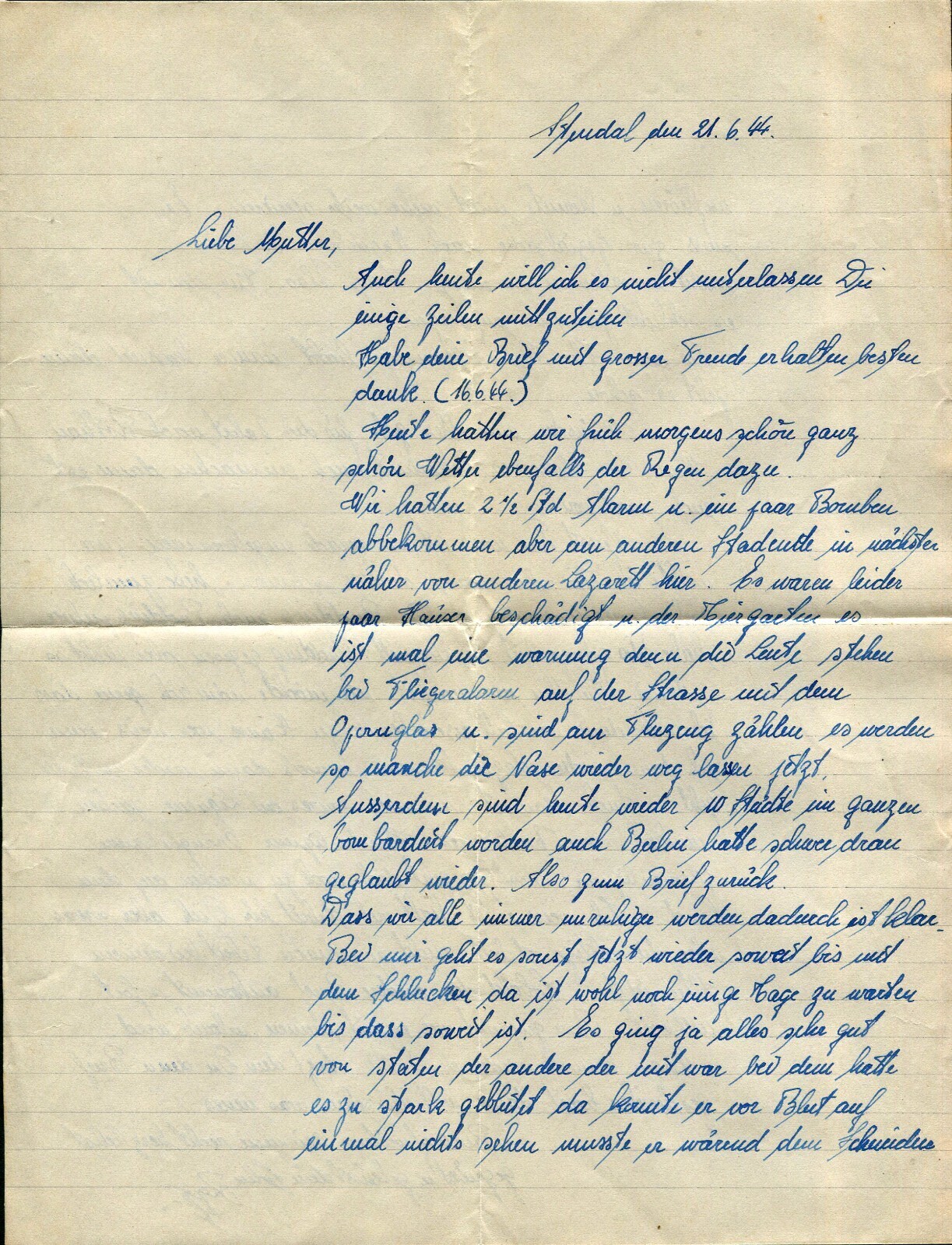 WWII Germany Stendal Hospital to Alsace 1944 Soldier Letter Feldpost ...