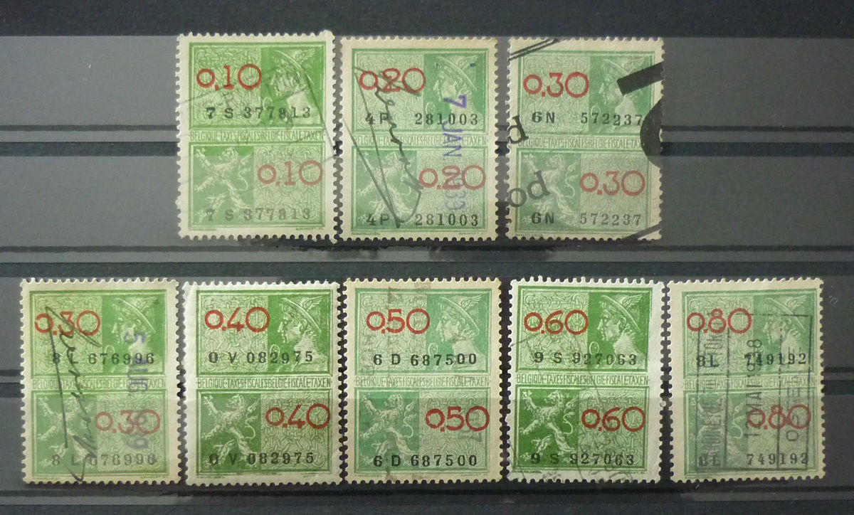 BELGIUM-REVENUE STAMPS-RARE R! belgian tax fiscal stempelmarke fiscaux ...