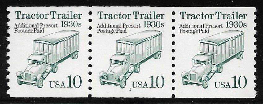 US Stamps: #2457; 10c Tractor Trailer Coil (Engraved, PC); #1 PNC3; MNH ...