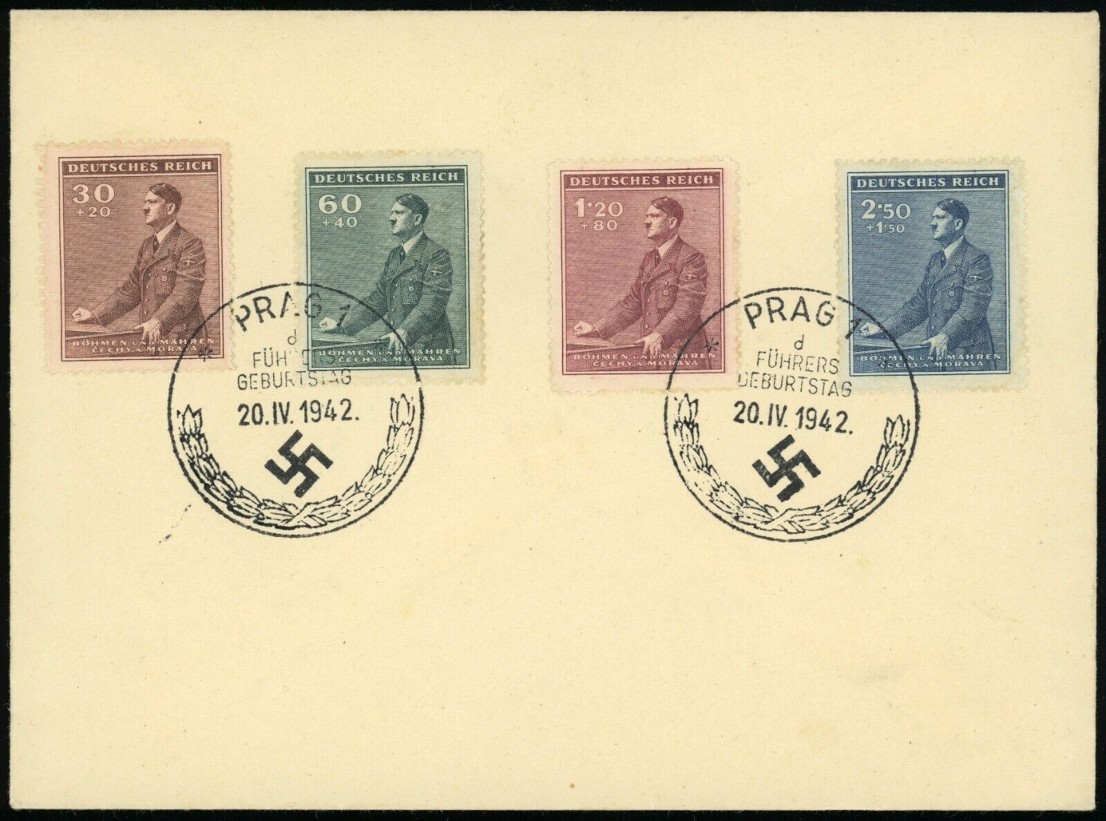 Bohemia Moravia B9-B12 Hitler's Birthday FDC 1942 German Occupied ...