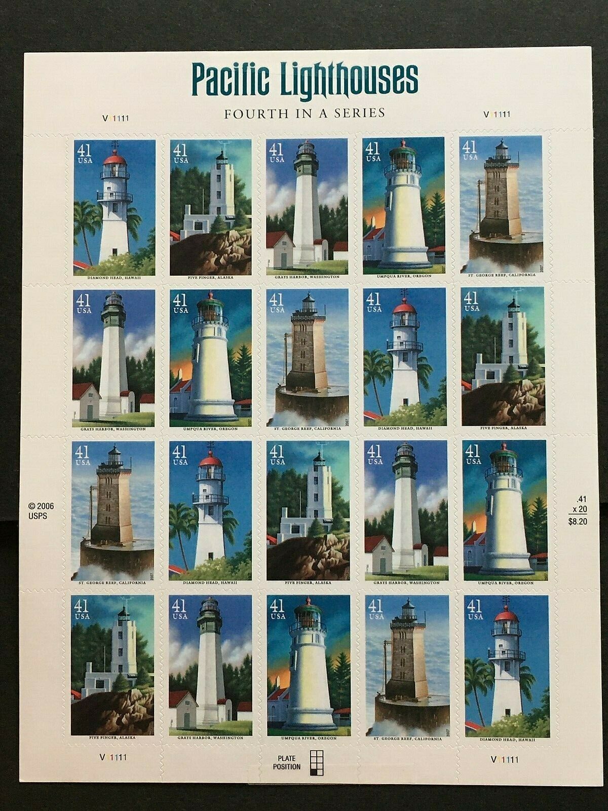 2007 sheet 41-cent Pacific Lighthouses, Sc#4146-50 | United States ...