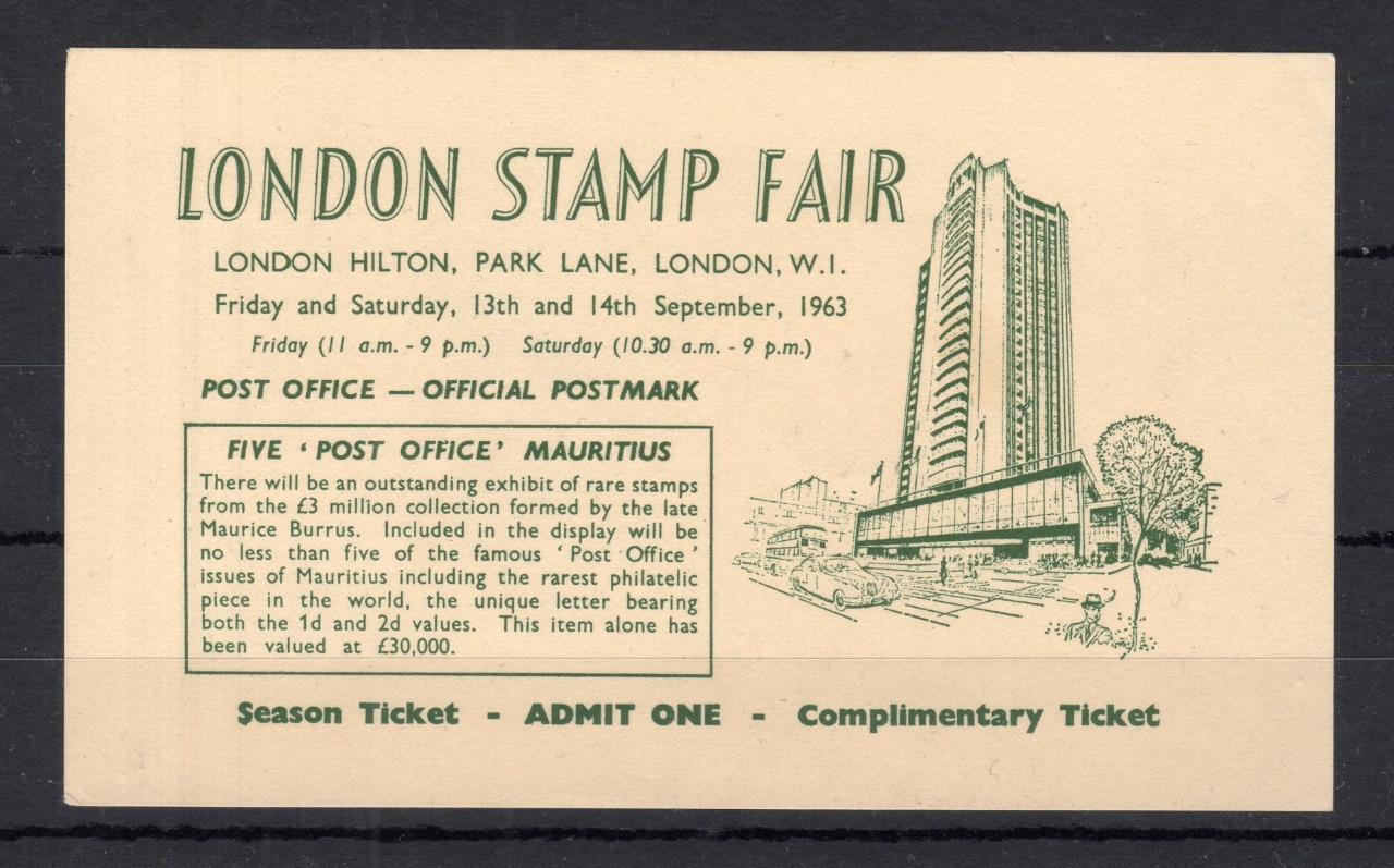 1963 London Stamp Fair Complimentary Ticket | Great Britain, Stamp ...