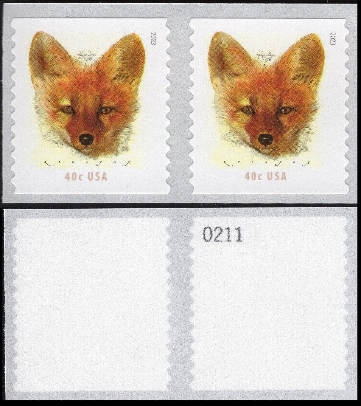 2023 US Stamp - Red Fox - Pair - SC# 5743 Coil 3K/10K COIL# | United ...