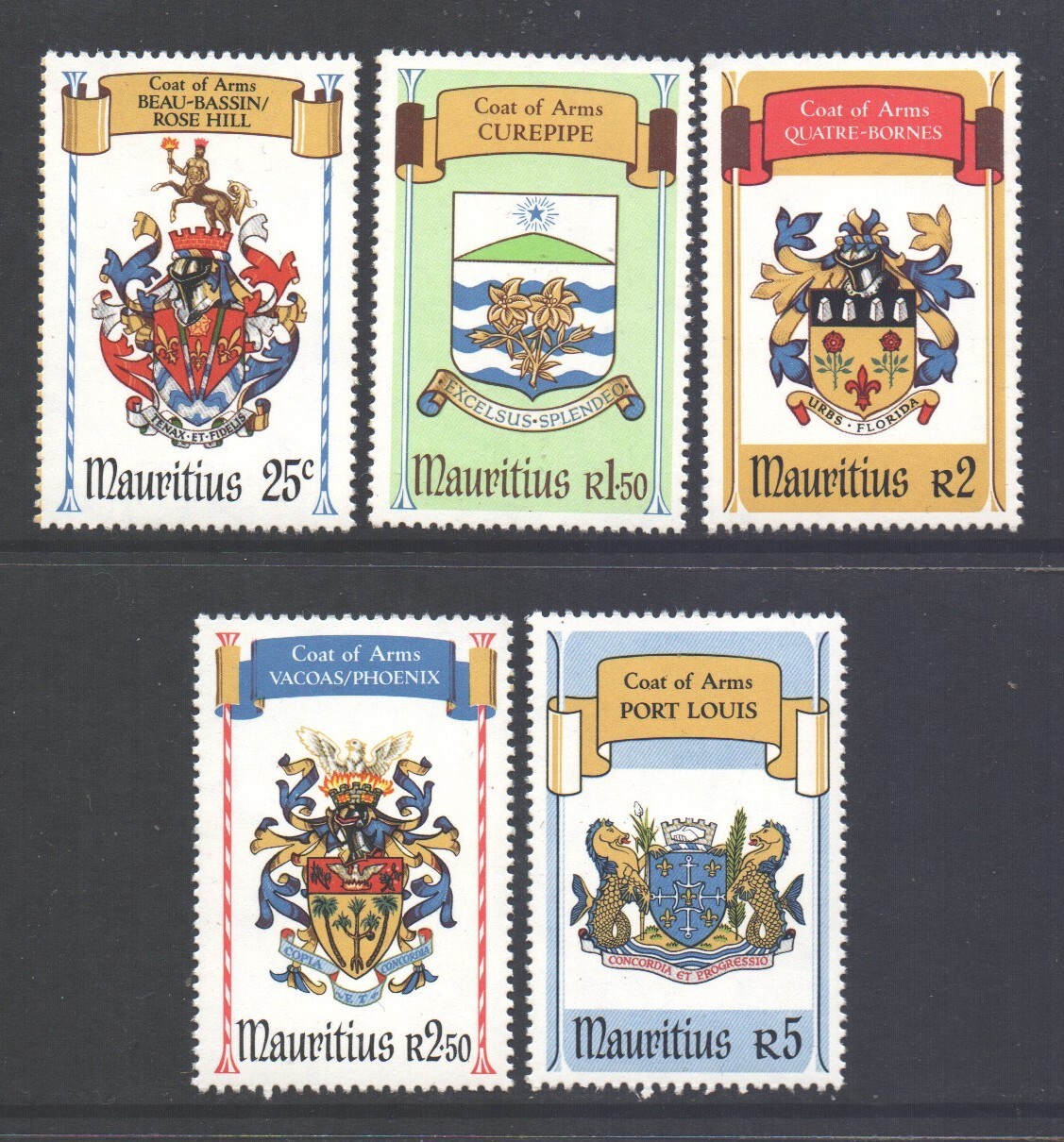 Mauritius Scott 515/519 - SG609/613, 1981 Coats of Arms Set MNH ...