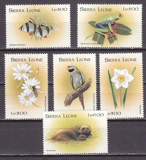 Sierra Leone, Scott cat. 2098-2103. Flora and Fauna issue. ^ | Africa - Sierra Leone, General ...