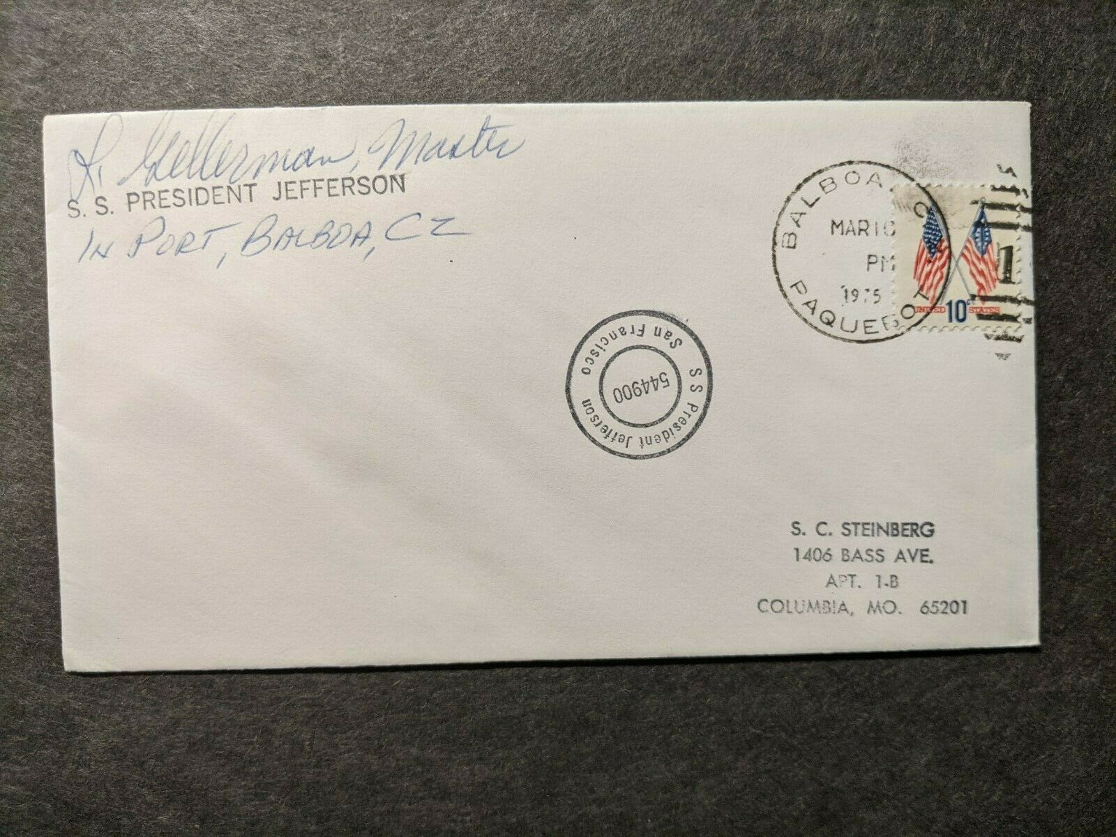 Ship SS President Jefferson Naval Cover 1975 Paquebot Balboa, Canal ...