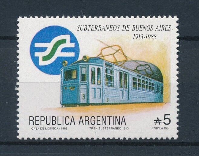[113928] Argentina 1988 Railway trains Eisenbahn Underground MNH ...