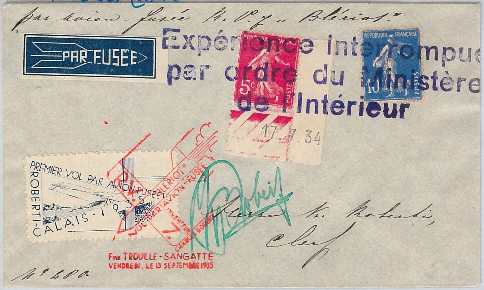 56775 - FRANCE - Postal History - ROCKET MAIL !! Aviation 1935 - Very ...