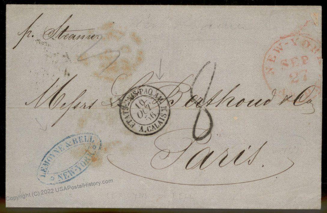 USA New Orleans 1856 NY Forwarding Agent Lemoyne Bell France ...