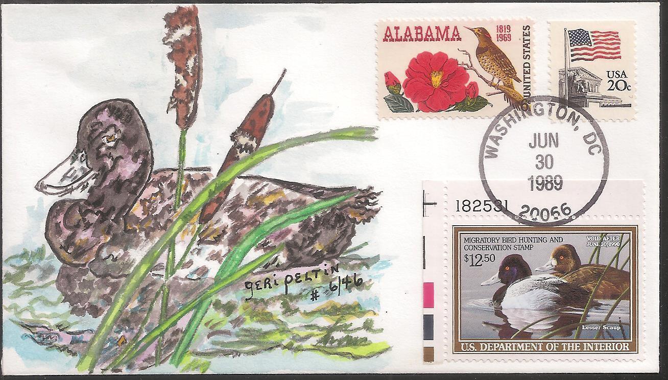 Geri Peltin Hand Painted FDC (Design #1) for the 1989 Federal Duck ...