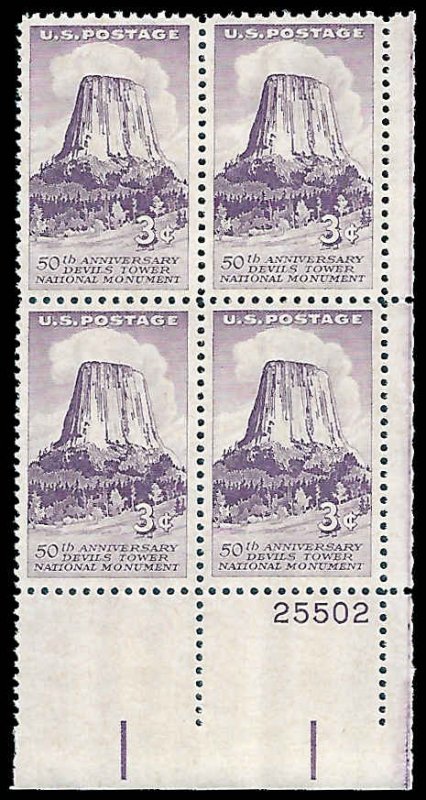 PCBstamps US #1084 PB 12c(4x3c)Devils Tower, (25502), MNH, (PB-4 ...