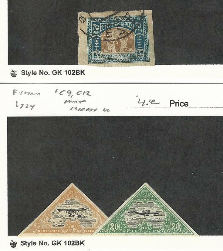 Estonia, Postage Stamp, #B2 Used, C9, C12 Imperf Mint Hinged, 1920-24 ...