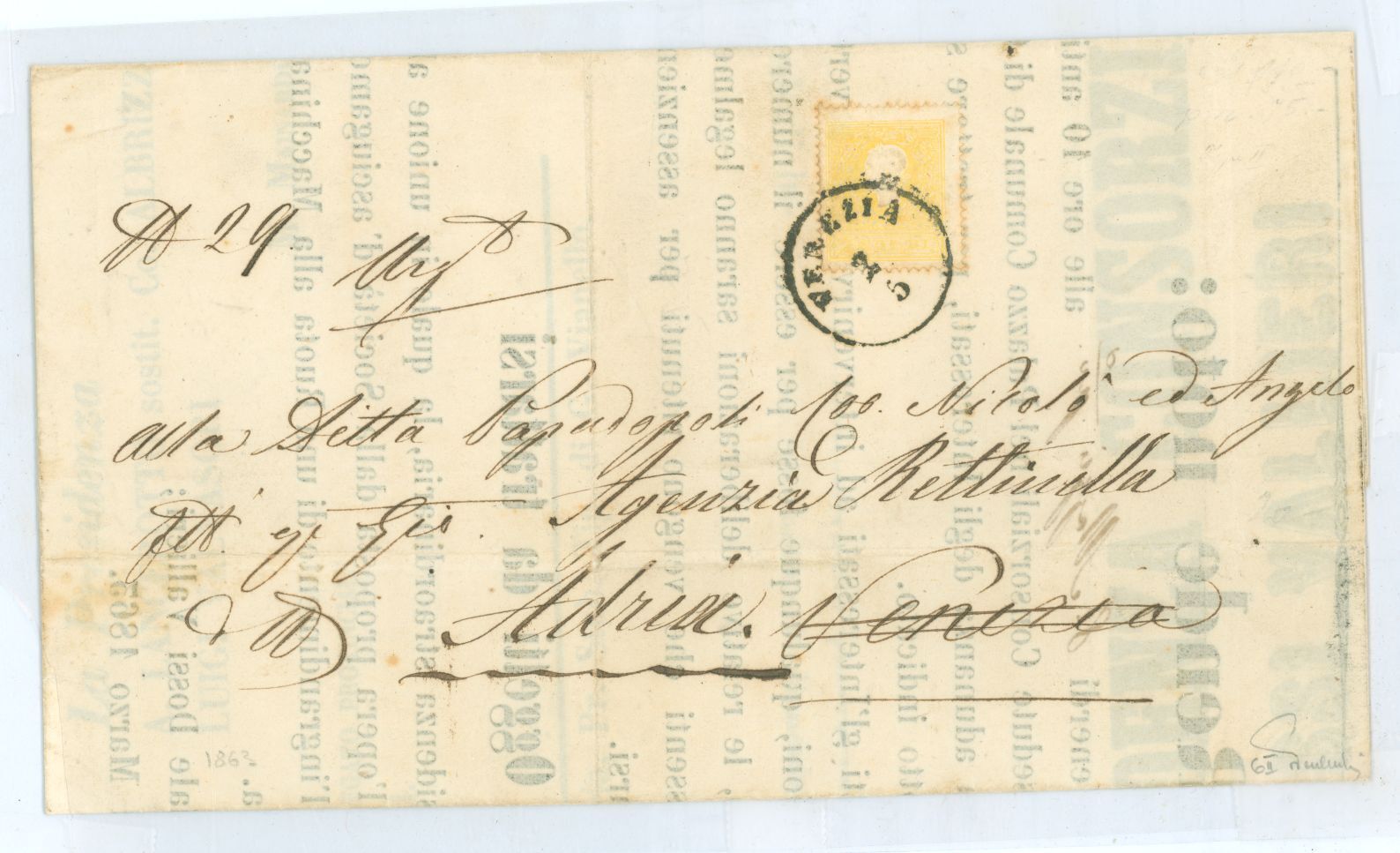 Austria/Lombardy-Venetia 7 Ty II tied Venezia on printed circular ...