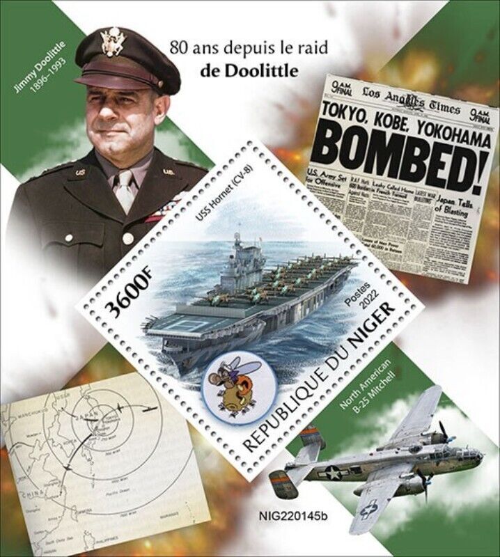Niger - 2022 World War II Doolittle Raid - Stamp Souvenir Sheet ...