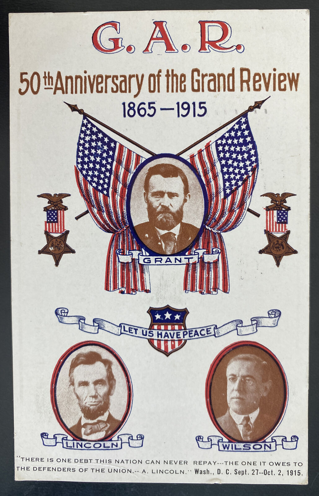 1915 Washington DC USA Picture Postcard Cover Civil War GAR 50th ...