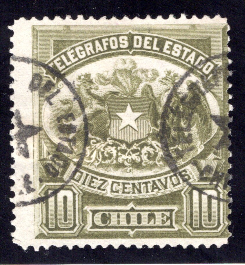 Chile, Telegraph, 10c, 1883, p.12, Type 1, H2, used, Telegrafos Del ...