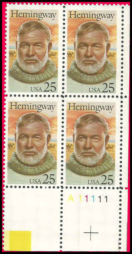 PCBstamps US #2418 PB $1.00 (4x25c)Ernest Hemingway, MNH, (PB-4 ...