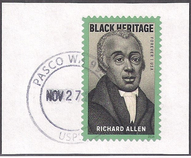 #5056 Richard Allen forever stamp Tied to piece PERFECT! / HipStamp