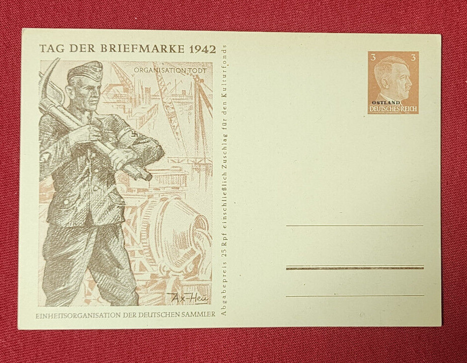 ORG TODT WW2 WWII Nazi Germany Third Reich postcard 1942 Hitler Stamp ...
