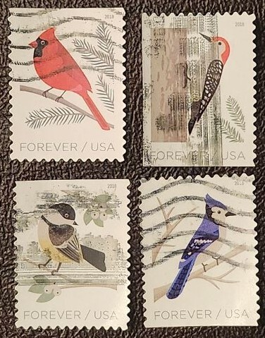 US Scott # 5317-5320; Four used forever (50c) Birds in Winter, 2018; VF ...