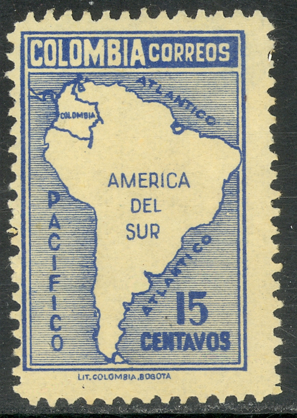 Colombia 1946 15c MAP of South America Issue Sc 537 MNH | Central ...