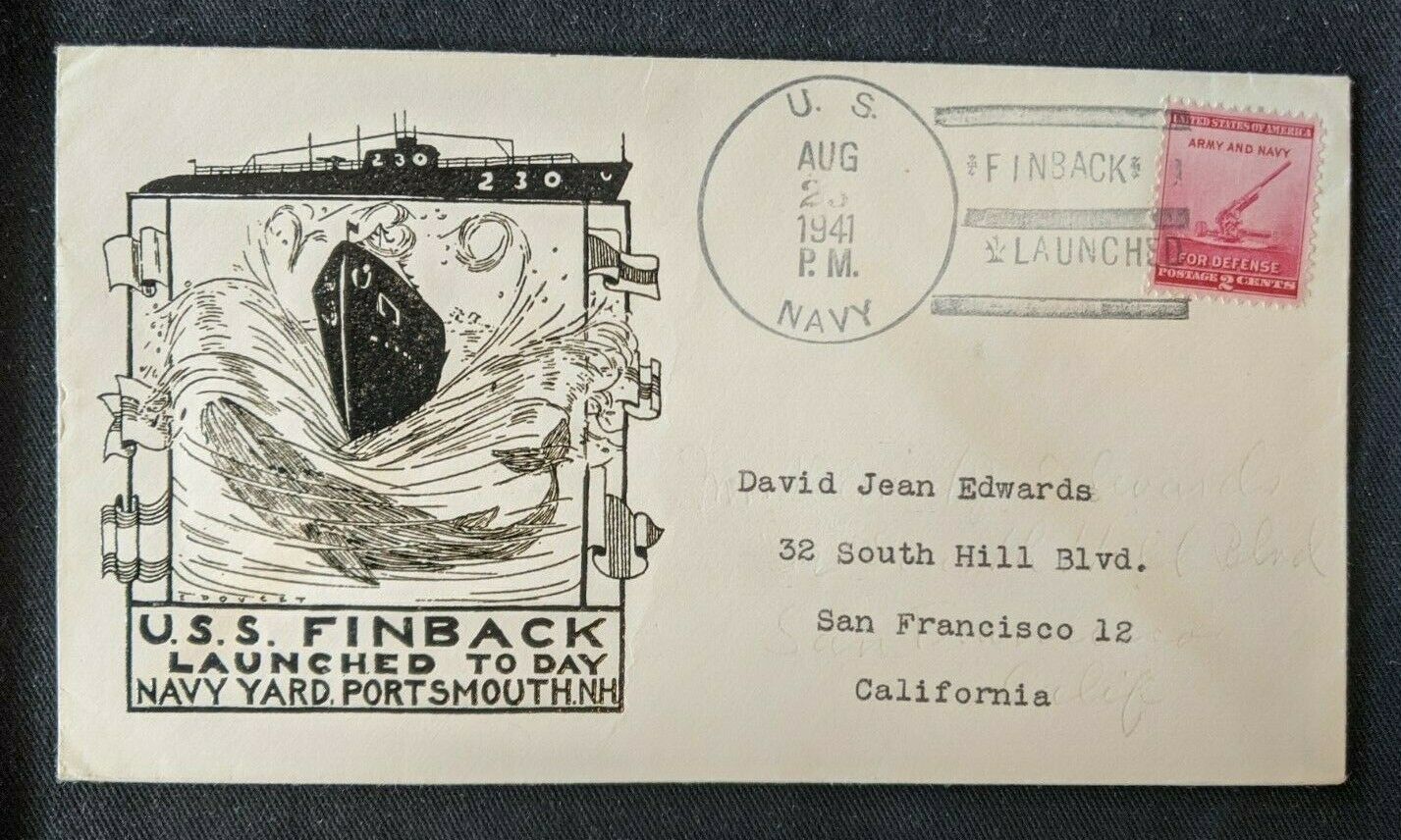 1941 USS Finback Launched US Navy Submarine Naval First Day Cover ...