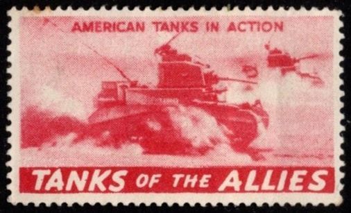 1940's Great Britain Poster Stamp Tanks Of Allies “American Tanks In A ...