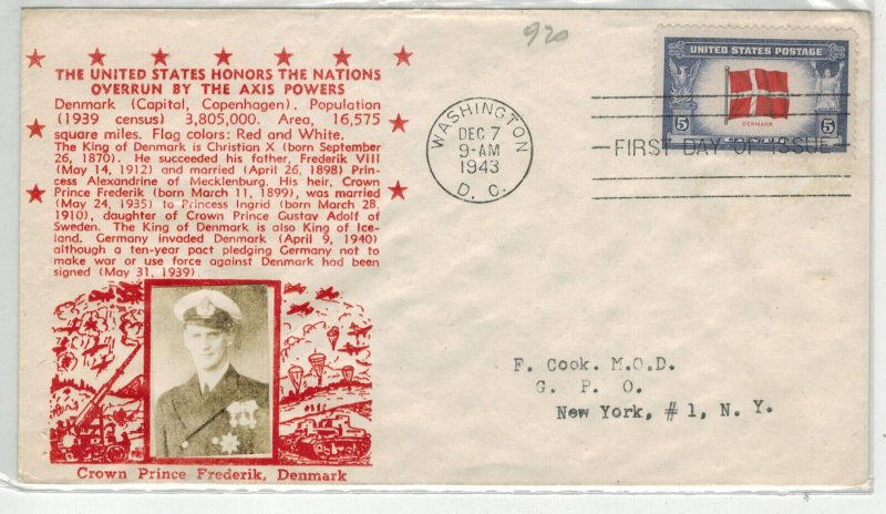 1943 WW2 Patriotic Overrun Countries 920 Denmark Crosby Crown Prince ...